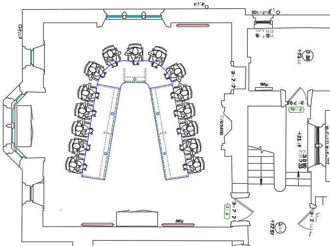 V shaped table for video conferencing - Fusion Office Design