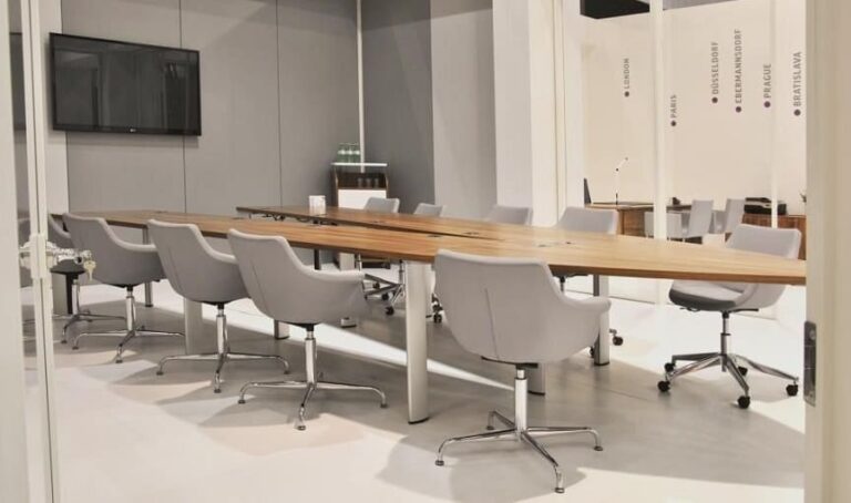 V shaped table for video conferencing - Fusion Office Design